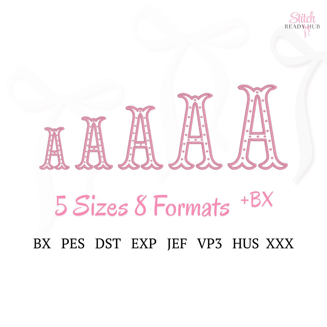 Fishtail Dotted Monogram Embroidery Font, 5 Sizes 8 Formats + BX ...