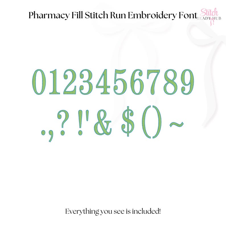 Pharmacy Fill Stitch Run Embroidery Font, 6 Sizes 8 Formats + BX ...