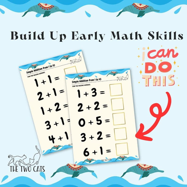 10 Printable Addition Worksheets From 1-10 for Ages 4-6 Kids 1st Grade ...
