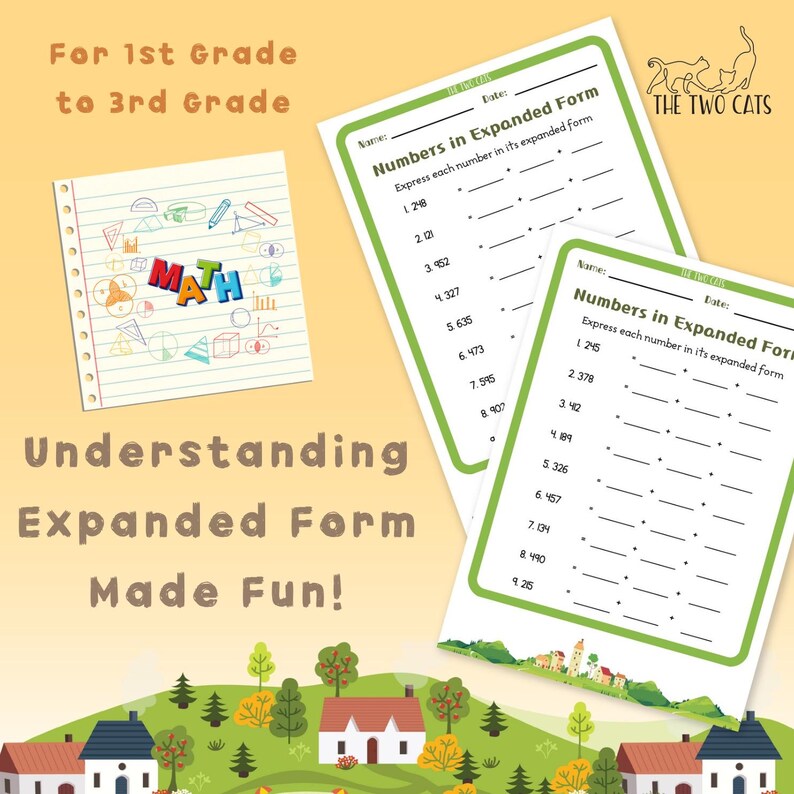 Expanded Form Math Worksheets for Grades 1-3 | Ages 6-8 - Etsy