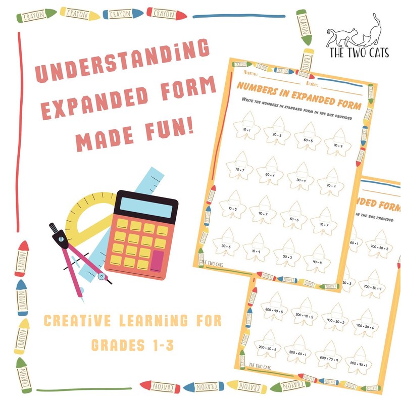 Expanded Form Math Worksheets for Grades 1-3 | Ages 6-8 - Etsy