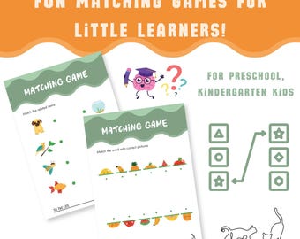 Preschool Matching Game Worksheets: Kids Memory & Visual Skills (PDF ...