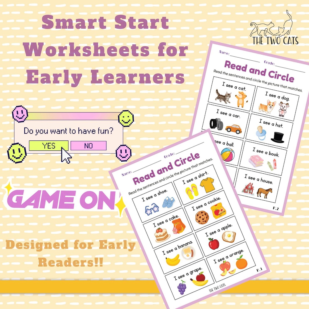 Read and Circle Worksheets | Early Literacy Printables for Preschool ...