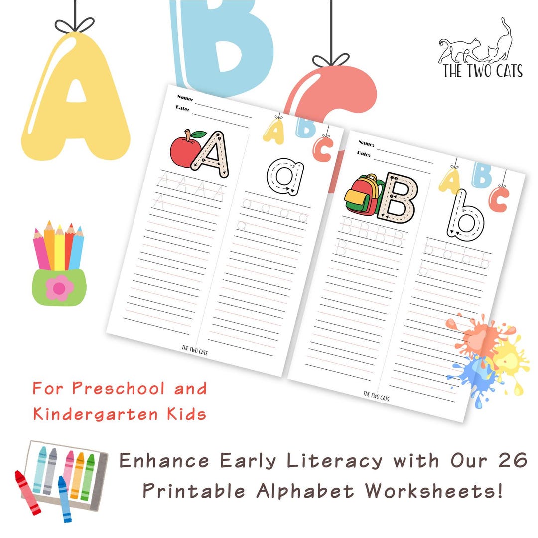 26 Printable A-Z Alphabet Worksheets for Preschool & Kindergarten ...
