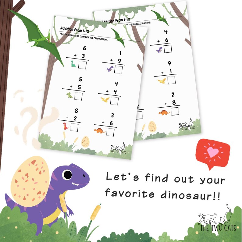 10 Fun Printable Addition Worksheets (1-10) for Kids Ages 4-5! Perfect for Kindergarten and ...
