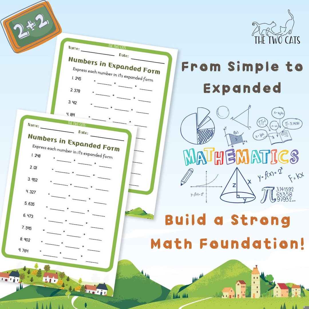 Expanded Form Math Worksheets for Grades 1-3 | Ages 6-8 - Etsy