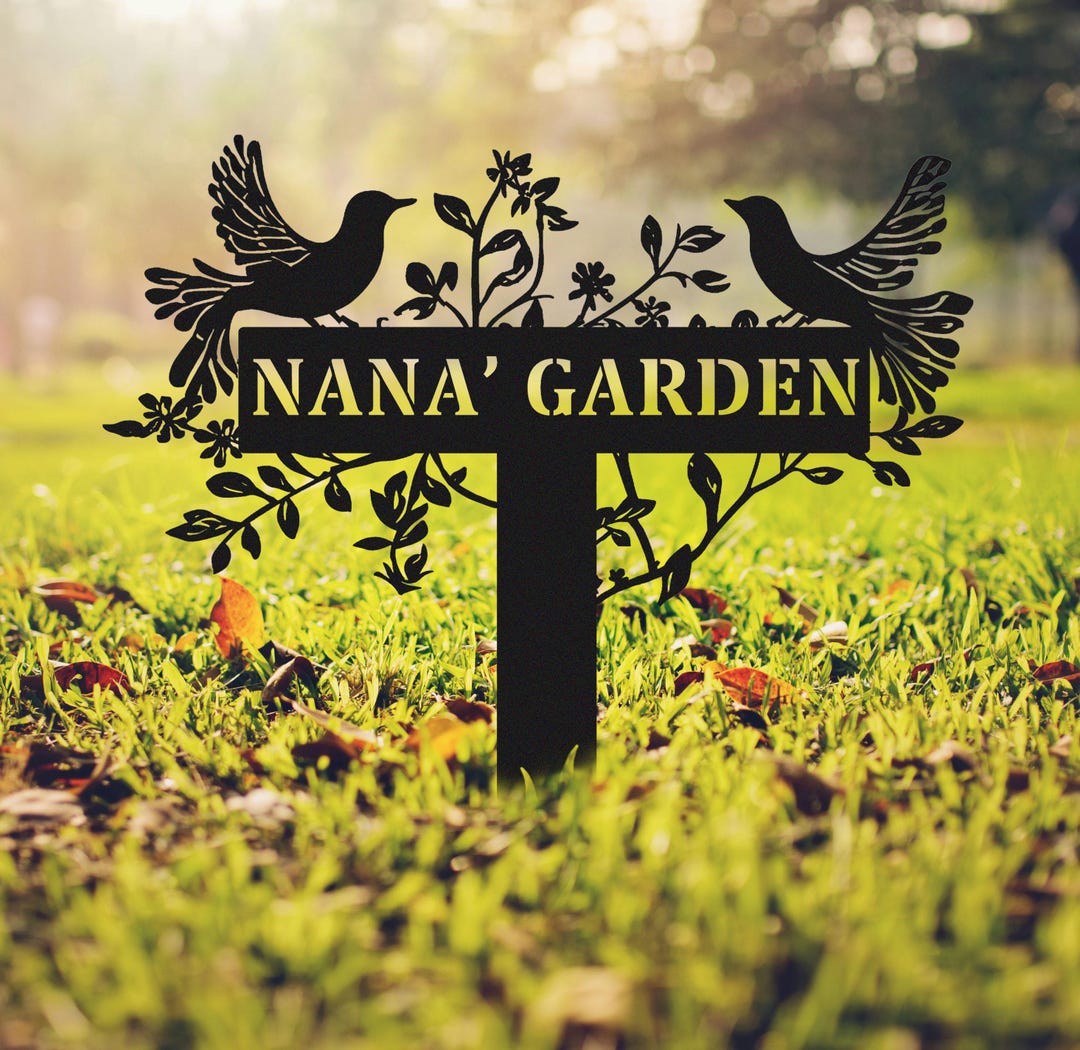 Custom Metal Garden Stake Sign,personalized Bird With Flower Garden ...