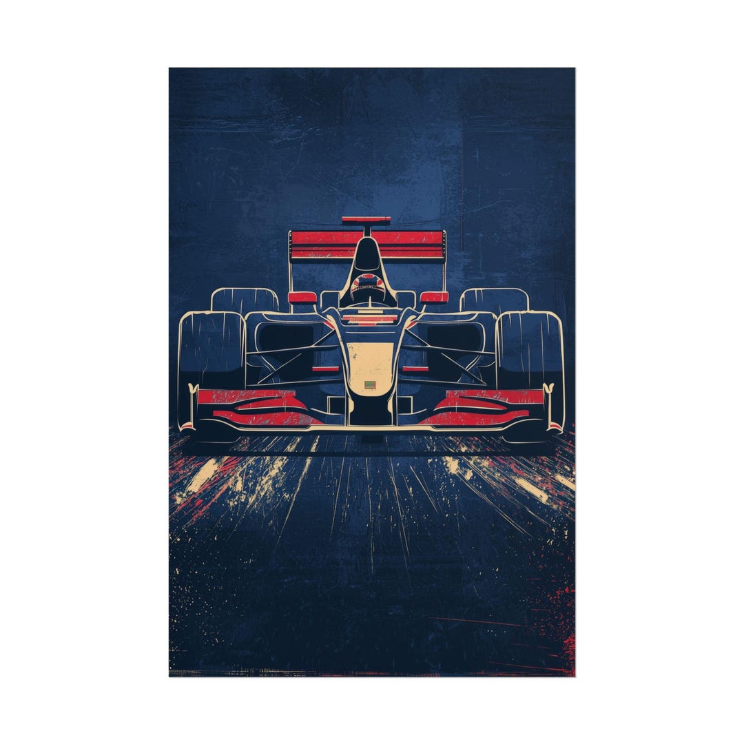 Vintage Blue Racer Poster, F1 Poster, Formula 1 Gift, Formula 1 Art, F1 ...