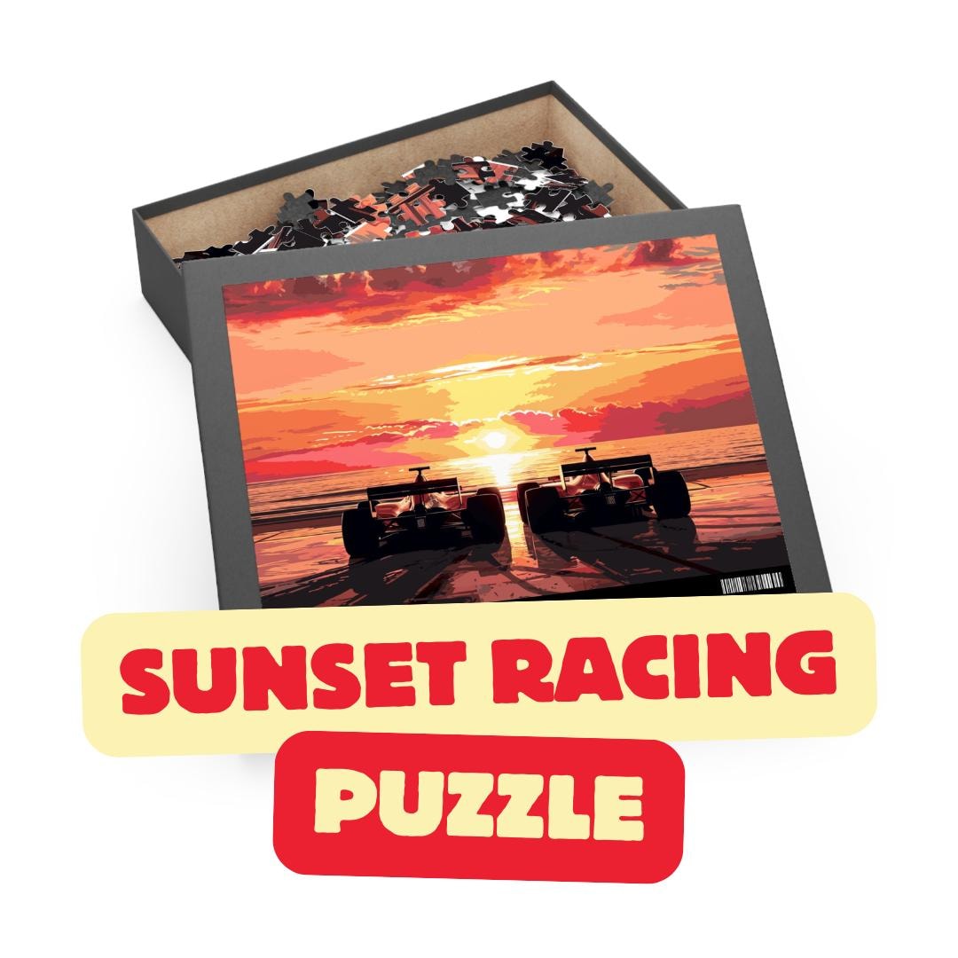 Formula 1 Puzzle, Sunset Racing Puzzle, Formula 1 Gift, F1 Gift, F1 Art ...