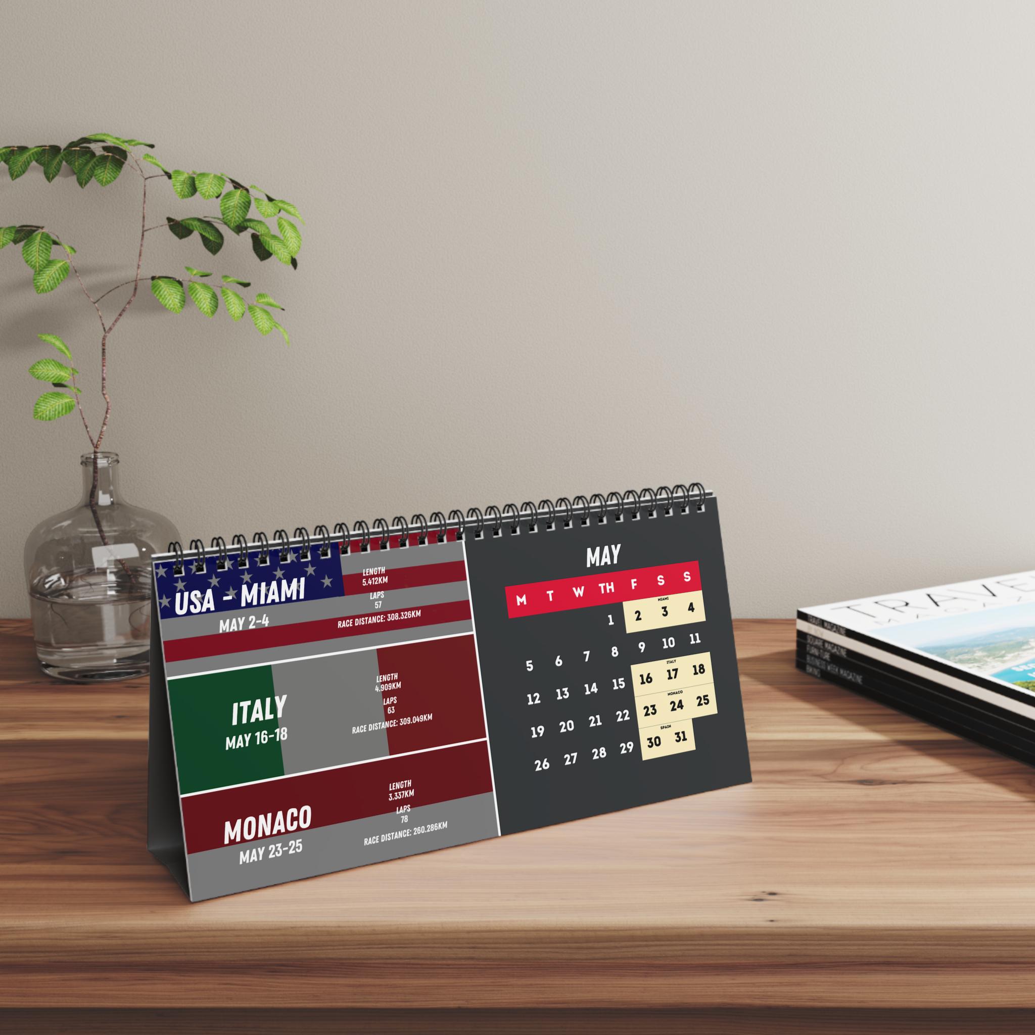 2025 F1 Race Schedule Desk Calendar, Formula 1 Calendar, F1 Art ...
