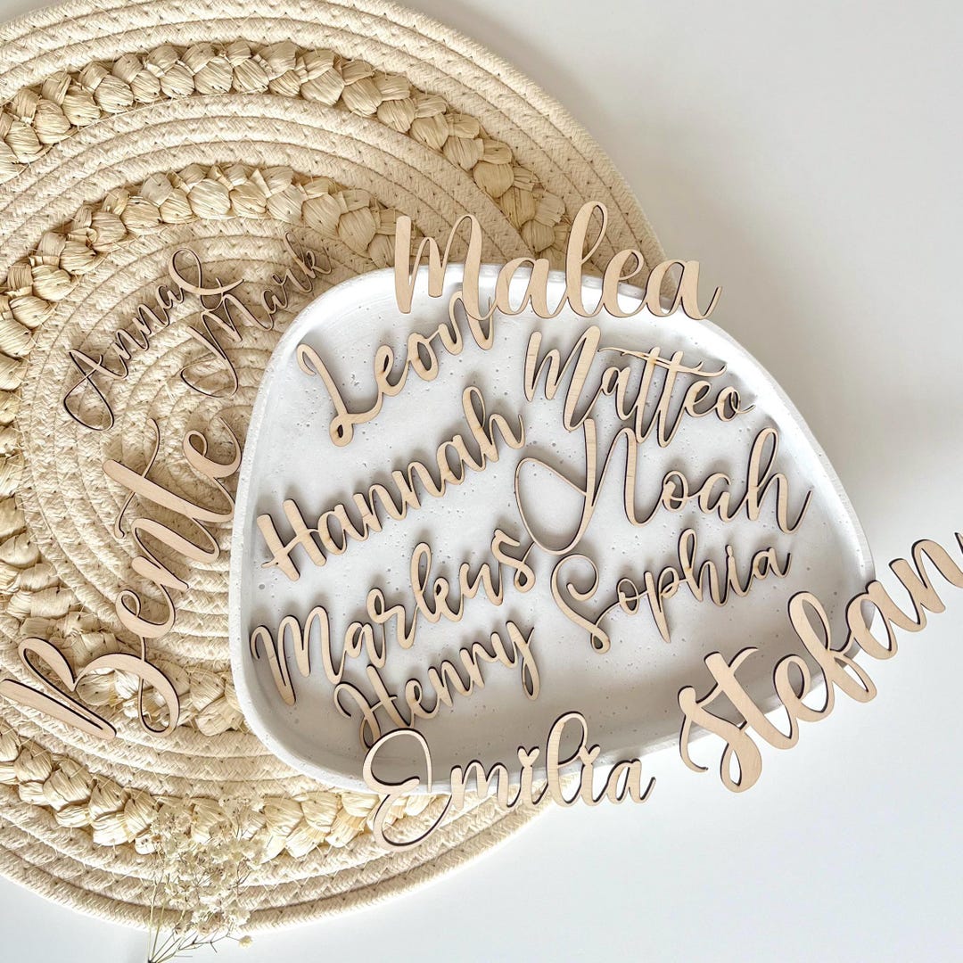 Place Cards Lettering Name Made of Wood 3 Mm Personalized Table ...