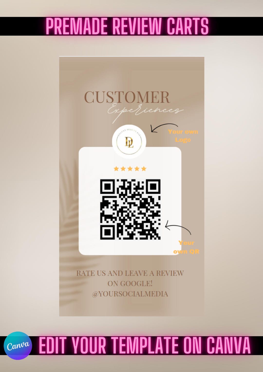 Editable DIY Canva Review Template, DIY Review Cards, Customer Reviews ...