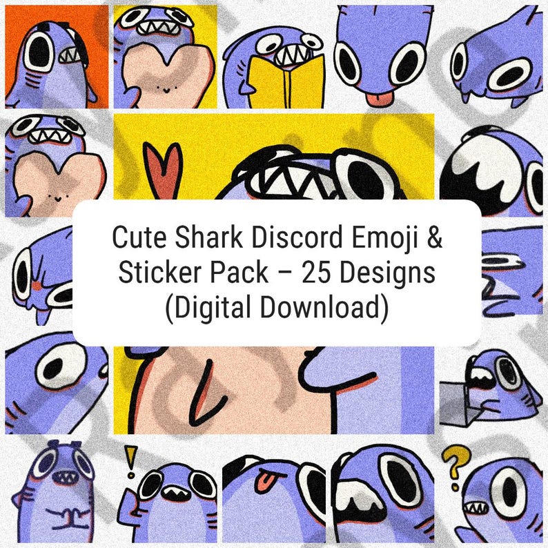 Cute Shark Discord Emoji & Sticker Pack 25 Designs digital Download - Etsy