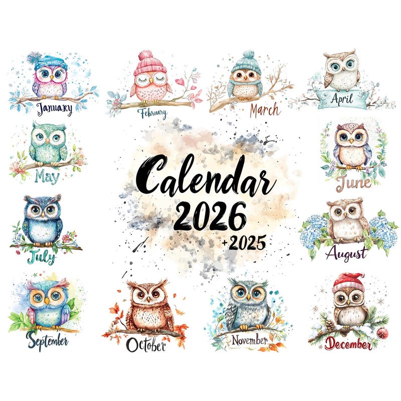 Wall Calendar Owls - Etsy