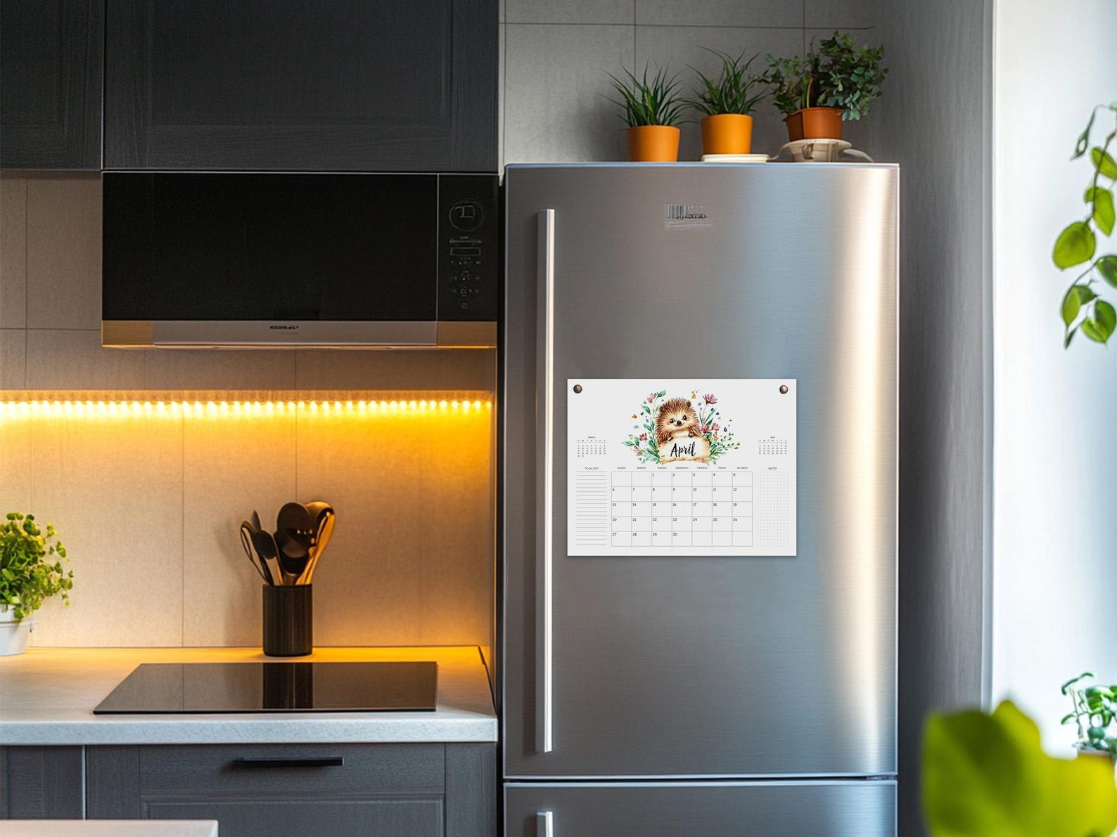 2025 Printable Calendar With Cute Hedgehogs | Monthly Wall Planner ...