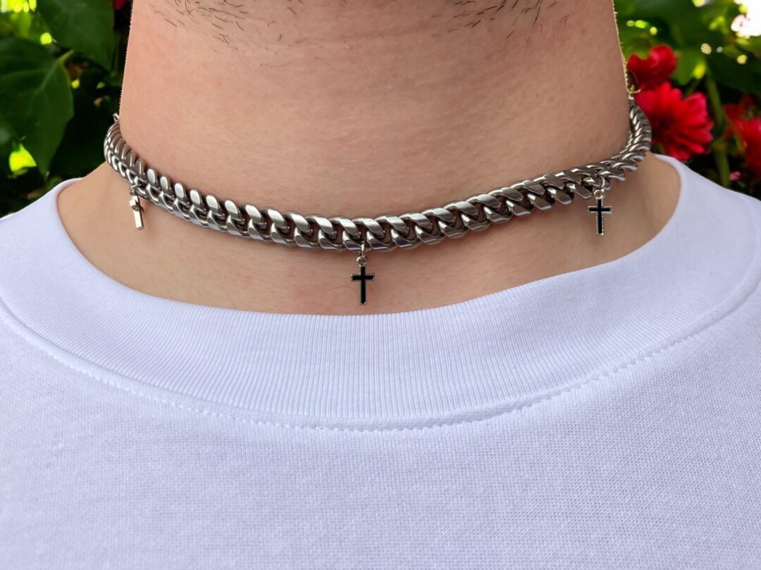 Cross Cuban Choker: Stainless Steel Gothic Necklace - Etsy