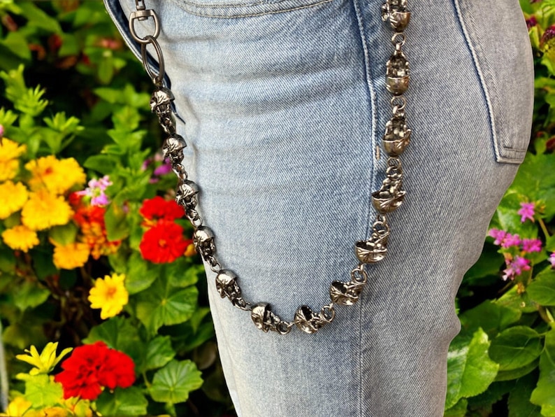 Skull Belt Chain - Skeleton Waist Chain - Gothic Jean Chain ...