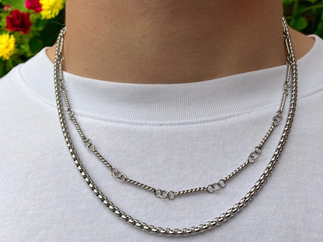 Double Chain Streetwear Necklace - Y2K Circle Rope Chain - Layering ...
