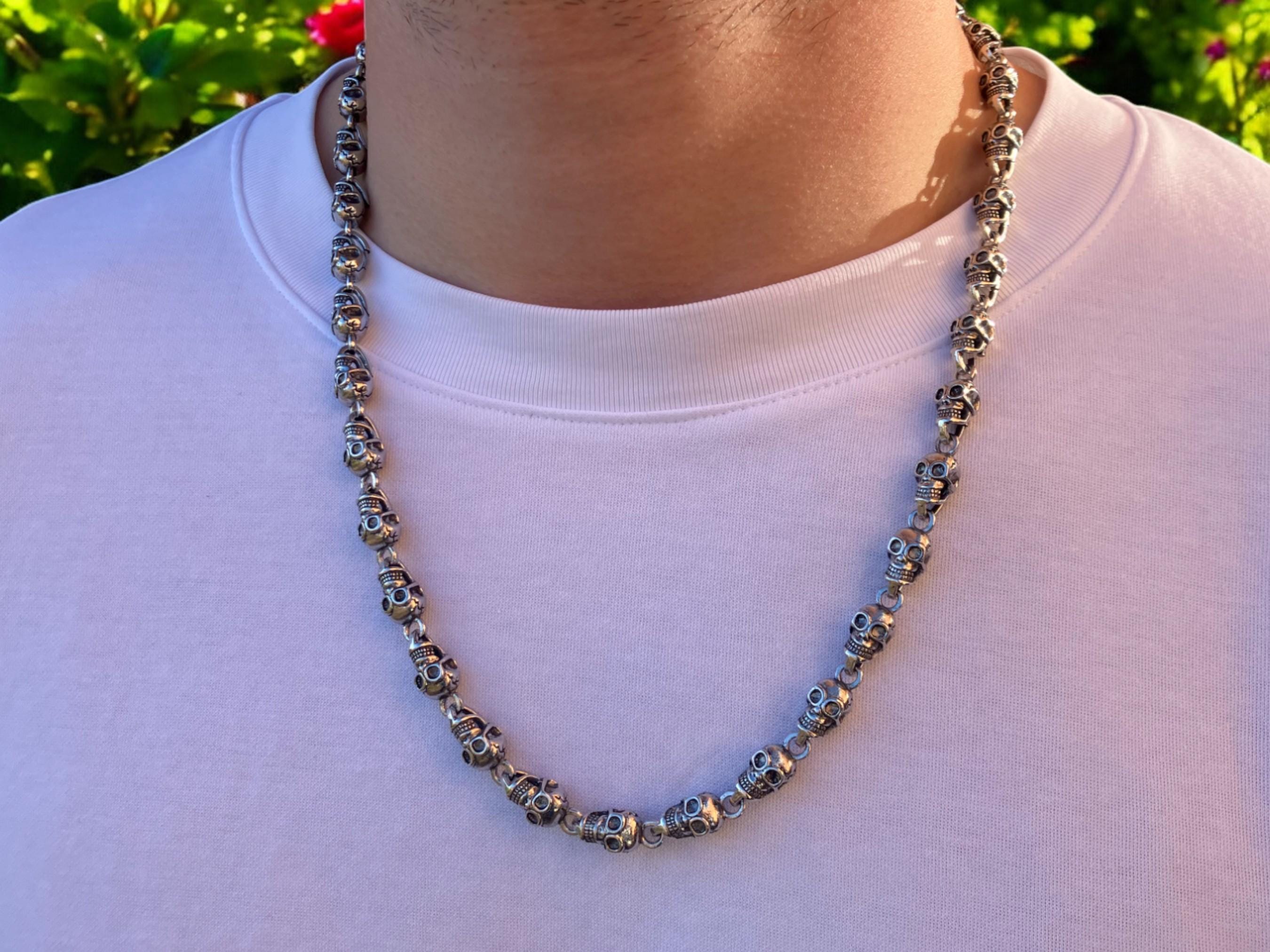 Handcrafted Sterling Silver Skull Chain: Gothic Y2K Necklace - Etsy