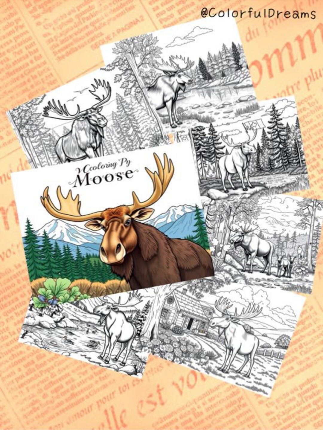 Moose Wonderland: Stunning Coloring Pages for Stress Relief & Fun - Etsy