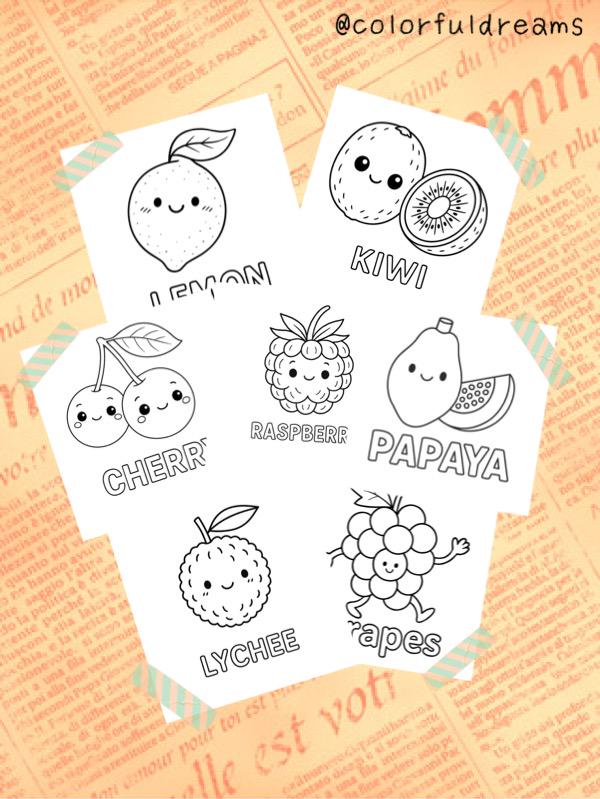 Fruit Coloring Page - Fun & Relaxing Arts for All Ages! - Etsy
