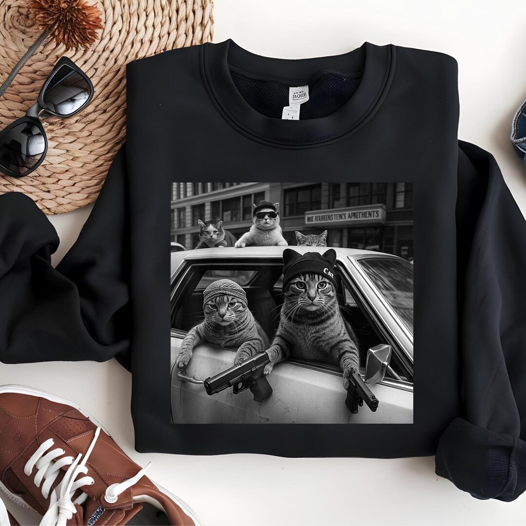 Gangsta Cats PNG, Cool Cat Thug Graphic, Retro Hip-hop Cat Art, Street ...