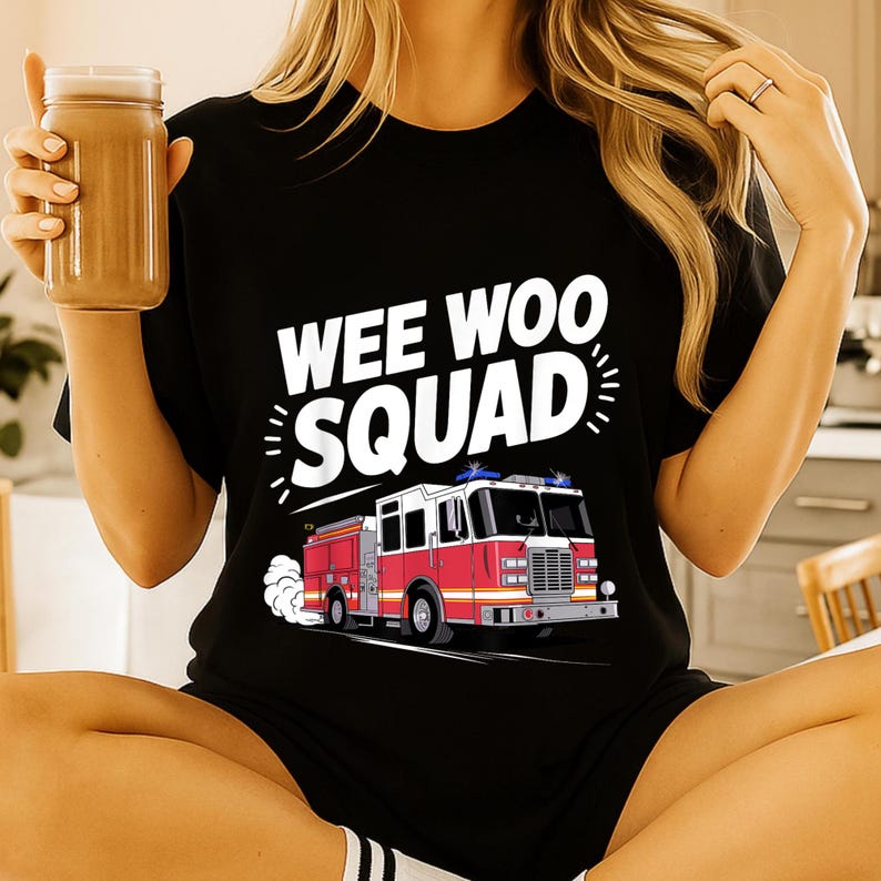 Wee Woo Squad SVG PNG, Funny Fire Truck Clipart for Kids & Firefighter ...
