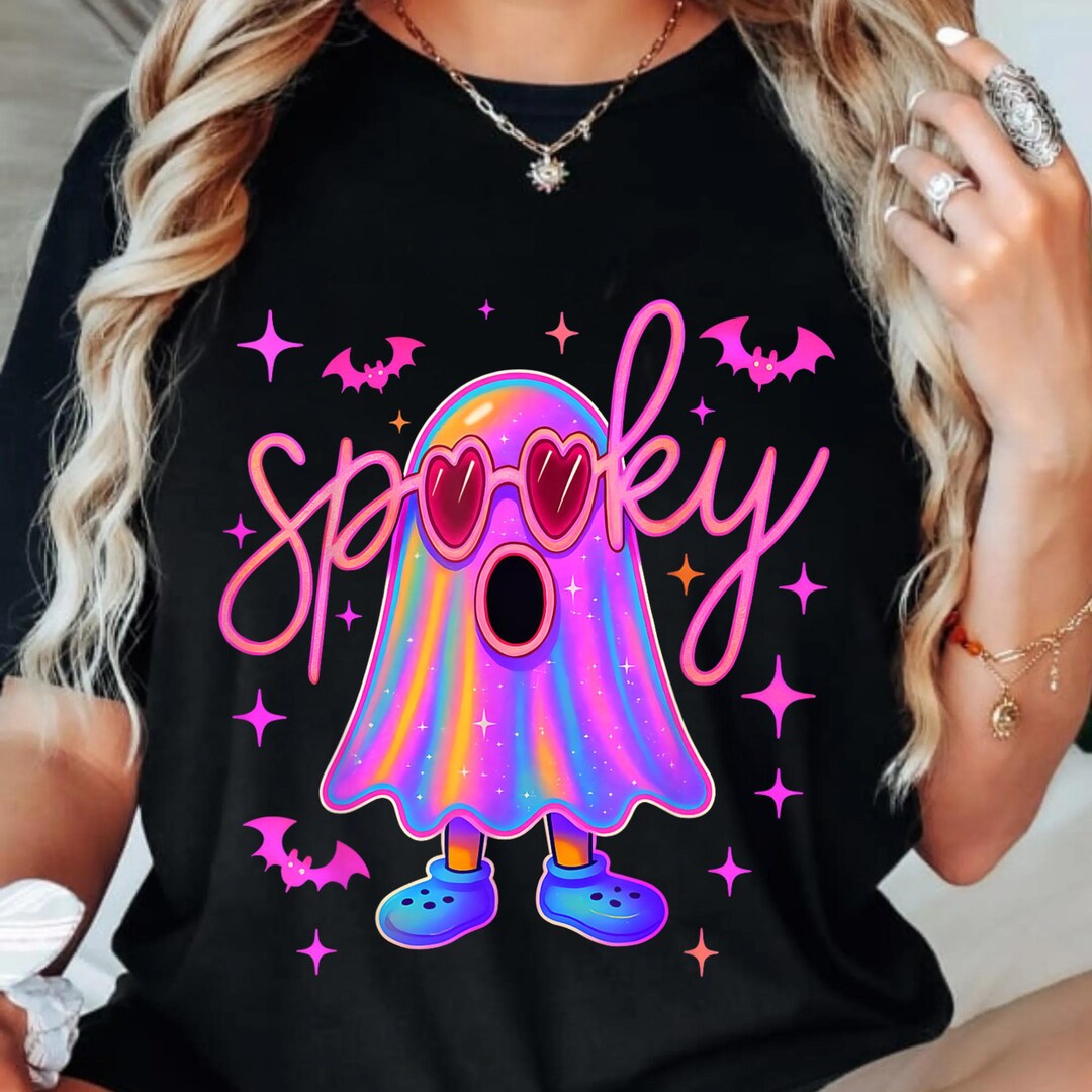 Spooky Rainbow Ghost PNG, Trendy Halloween Ghost Design, Retro ...