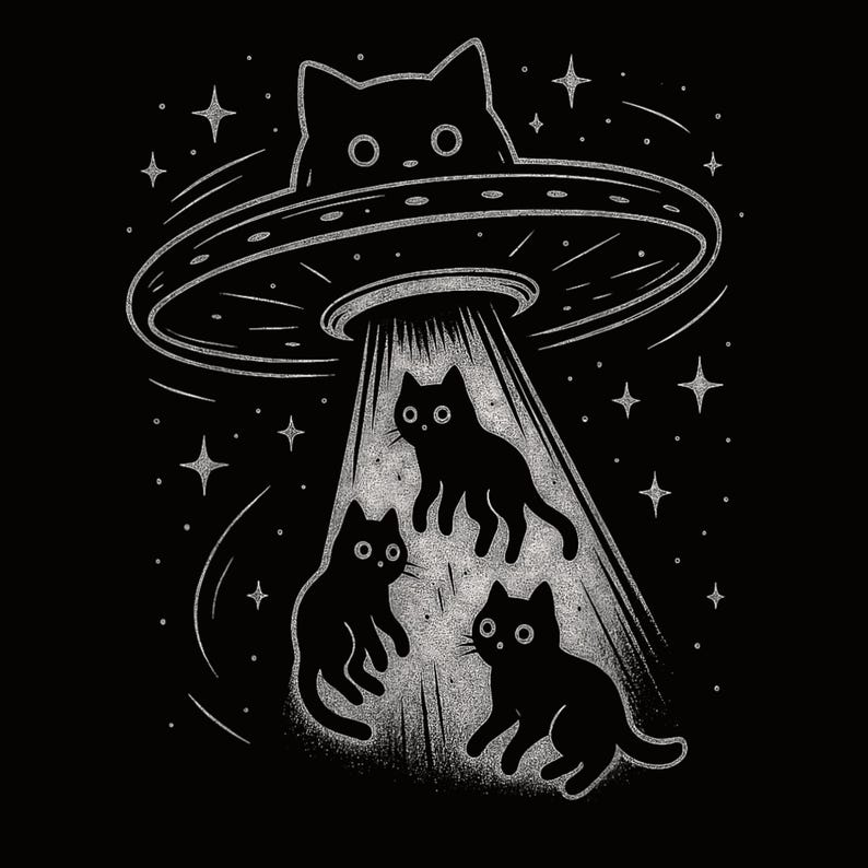 Alien Cat Abduction PNG, Funny UFO Cat Sublimation Design, Space Cat ...