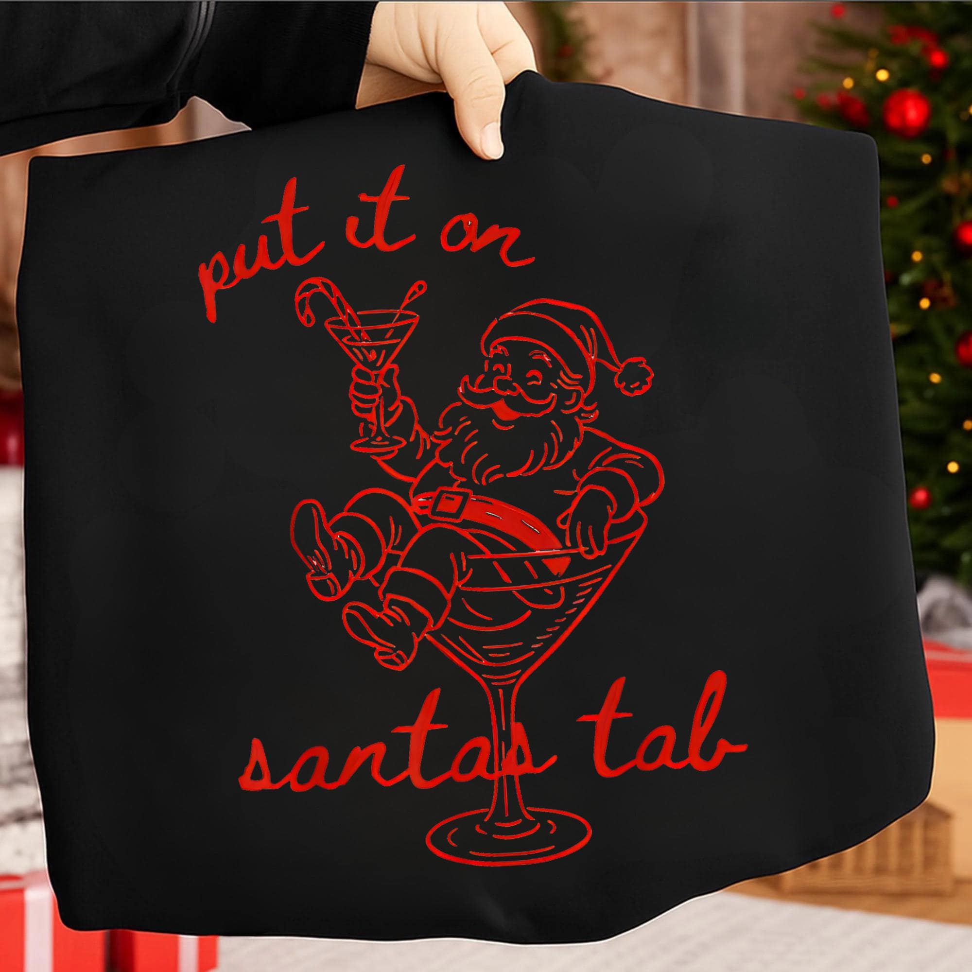 Put It on Santa's Tab PNG, Funny Christmas Drinking Shirt Design, Santa ...