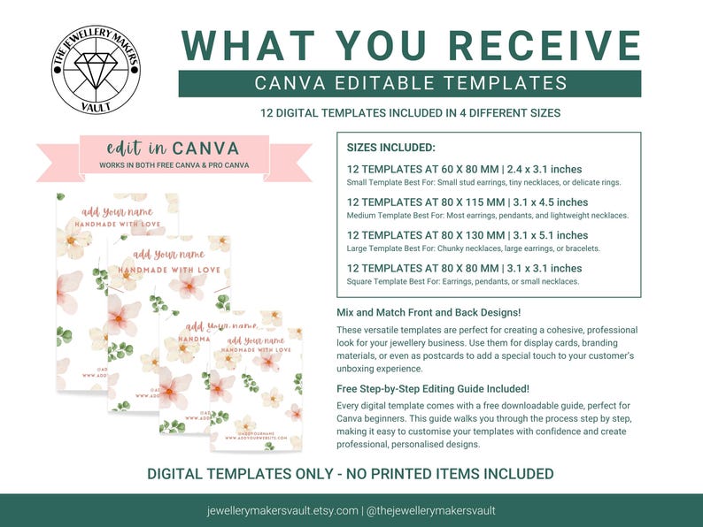 Canva Editable Jewellery Display Card Template, Floral Theme, Product ...