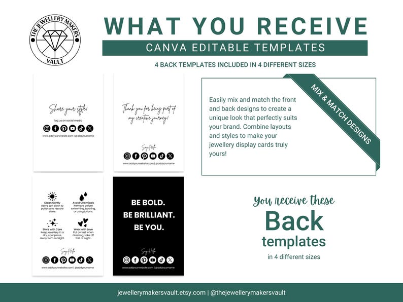 Jewellery Display Card, Editable Canva Template, Pretty Face Theme ...