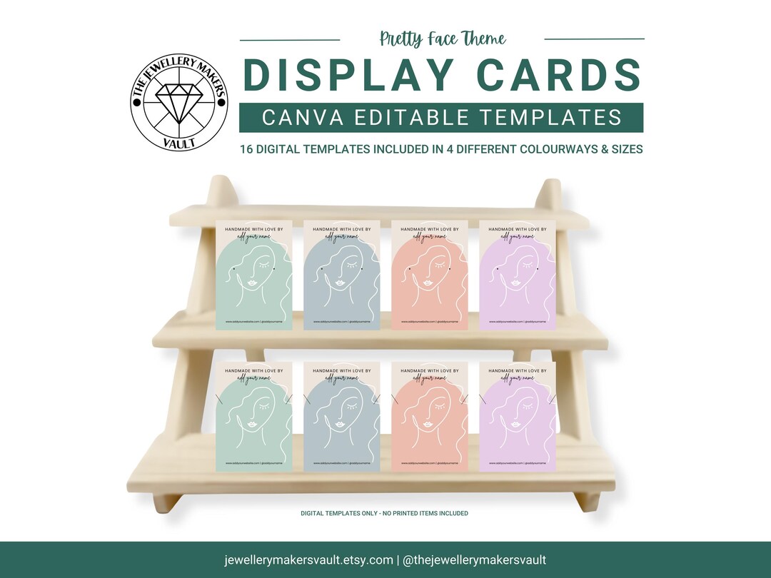 Jewellery Display Card, Editable Canva Template, Pretty Face Theme ...