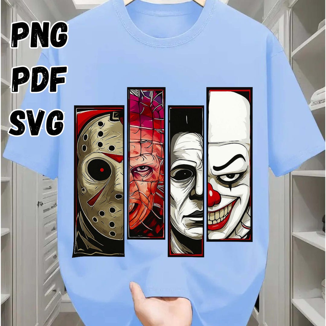 Halloween Horror Faces Svg Png Pdf | Scary Movie Masked Killers Clipart ...