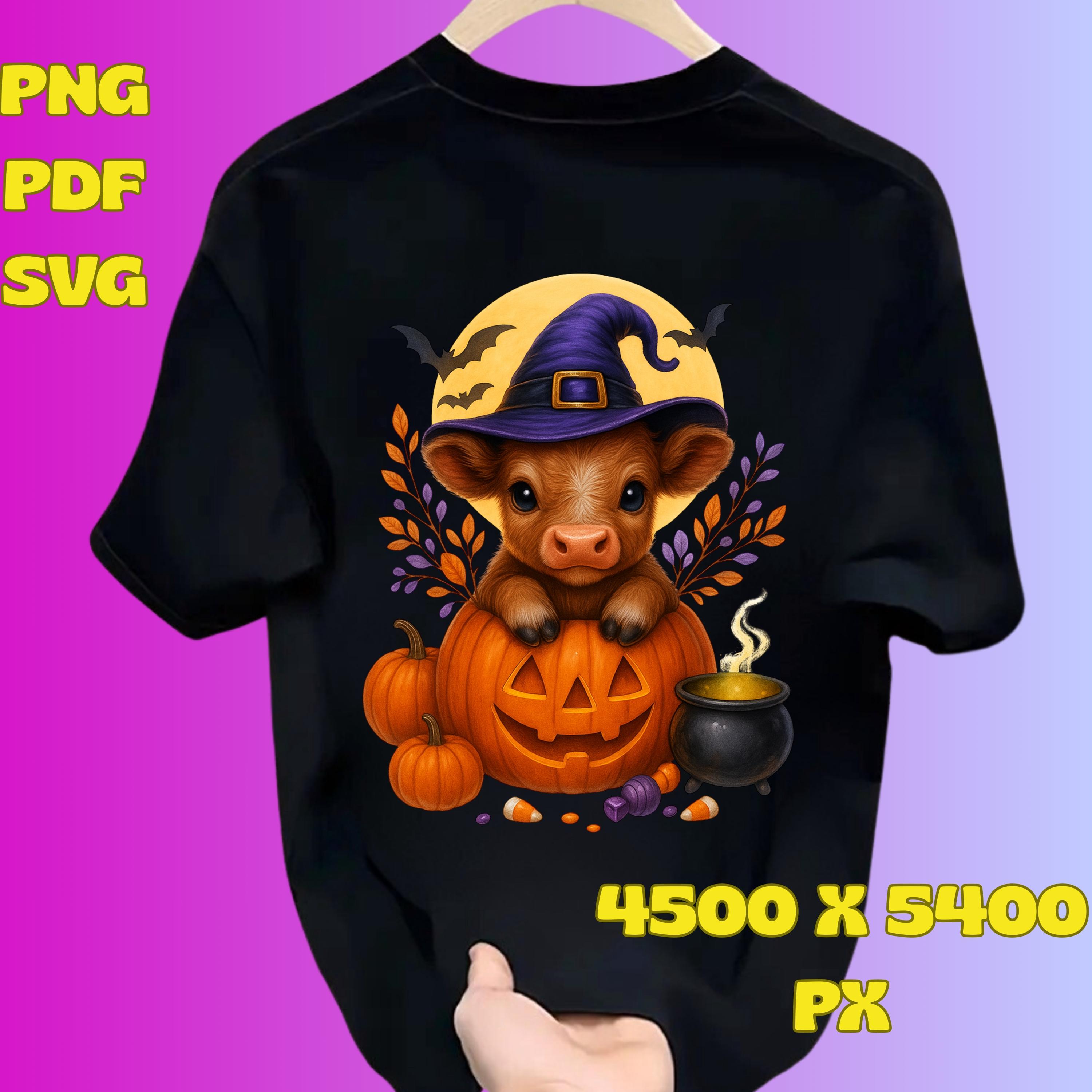 Cute Halloween Baby Calf Pumpkin SVG PNG PDF — 4500×5400 Px Digital ...