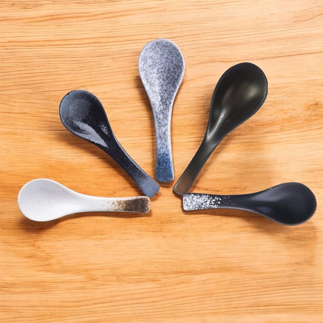 Elegant Ceramic Soup Spoons Aesthetic Pho Spoons Handmade Ramen Spoons ...