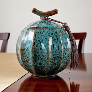 Japanese Crackle Glaze Ceramic Jar – Handmade Japanese Tea Canister ...