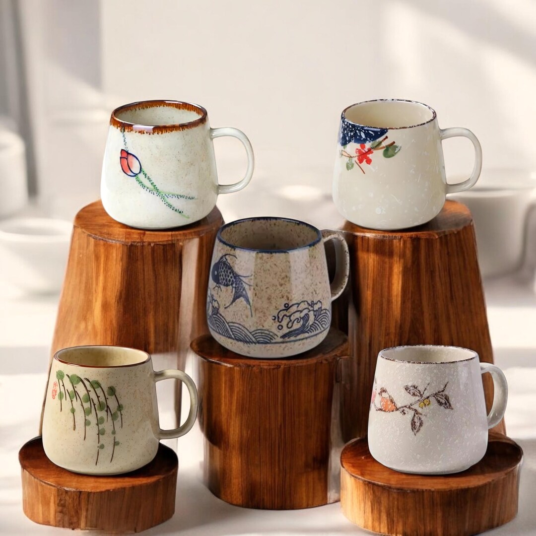 Handcrafted Japanese Koi Fish Ceramic Mug With Lid & Spoon Asian ...