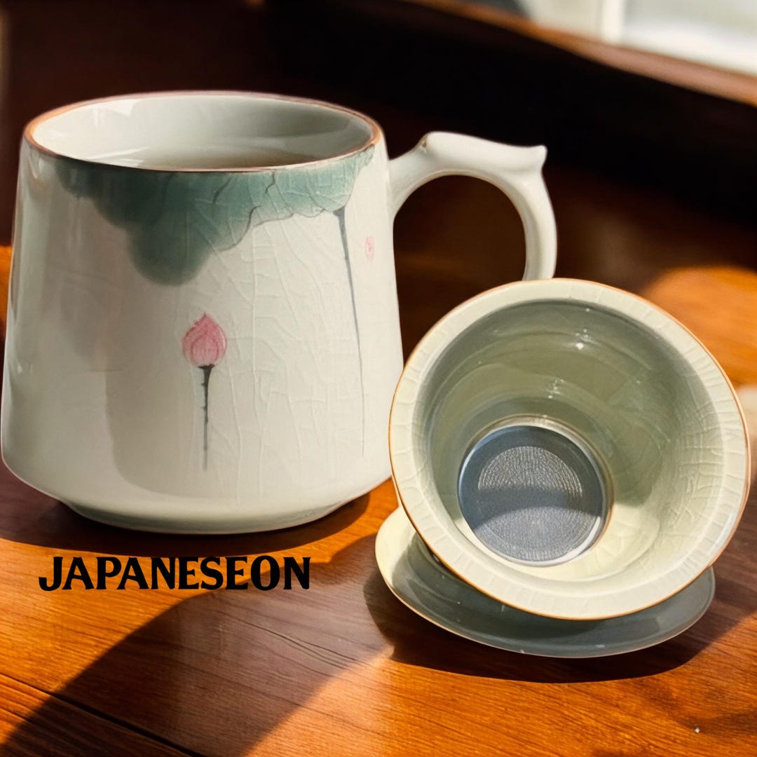Japanese Ceramic Tea Infuser Mug Handmade Tea Filter Mug With Lid ...