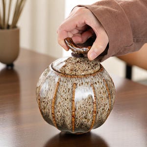 Japanese Crackle Glaze Ceramic Jar – Handmade Japanese Tea Canister ...