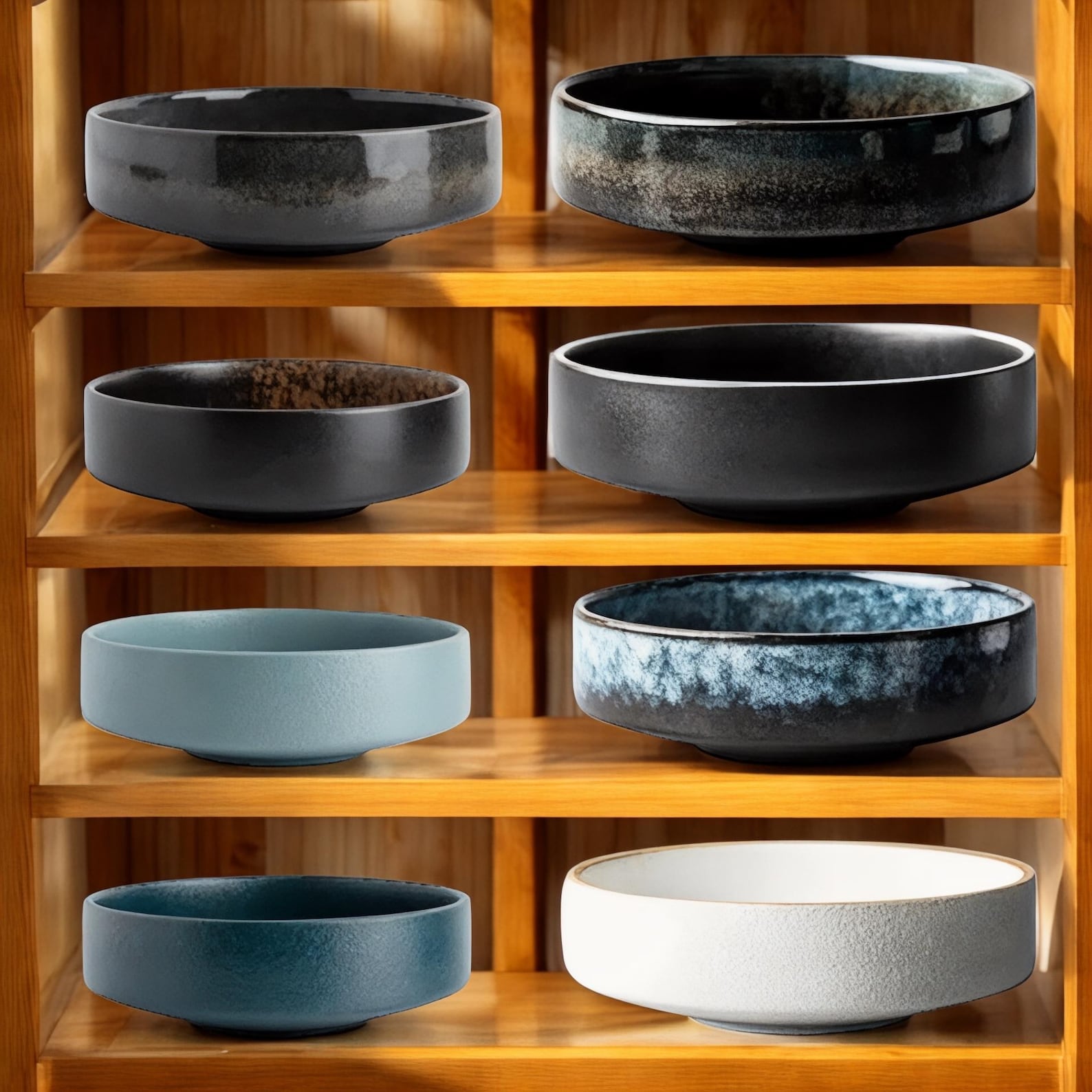 Japanese Ceramic Bowl | Creative Flat Edge Matte Salad Bowl | Thick ...