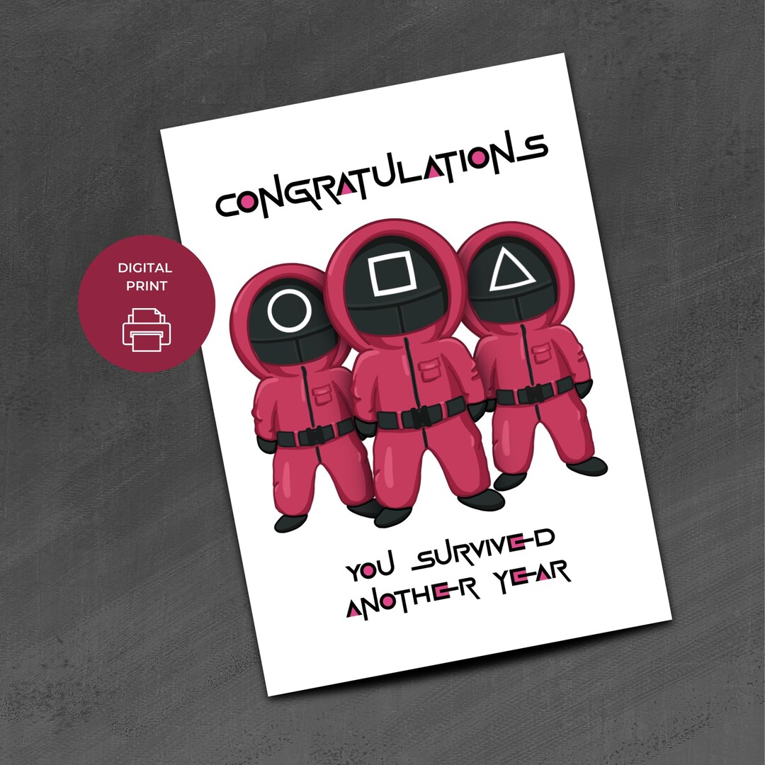 Squid Games Birthday Card, DIGITAL Download, Printable Card, 5x7 A7 ...