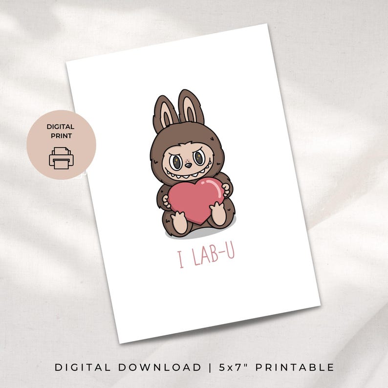 Labubu "i Lab-u" Card, DIGITAL Download, 5x7 Printable, Kawaii Pop Mart ...