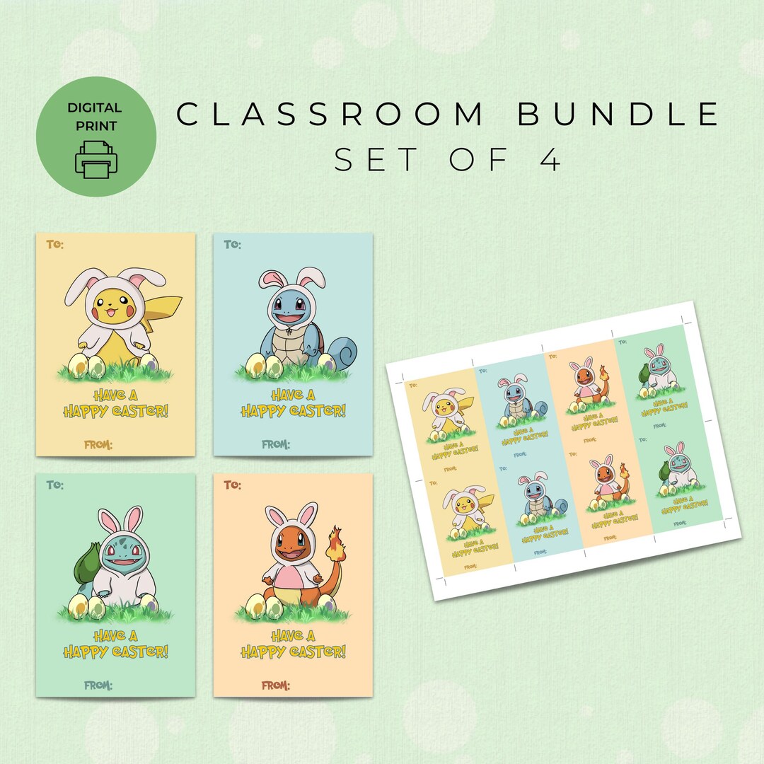 Pokemon Classroom Easter Card, 4 Designs, DIGITAL Download, Printable ...