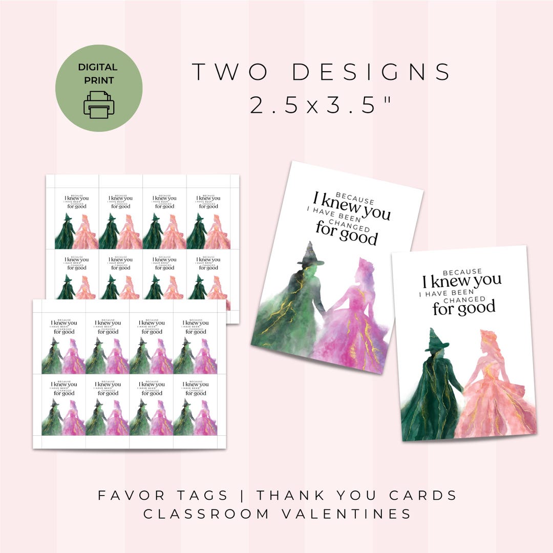 Wicked Classroom Cards, Party Favor Tags, 2 Designs, DIGITAL Download ...