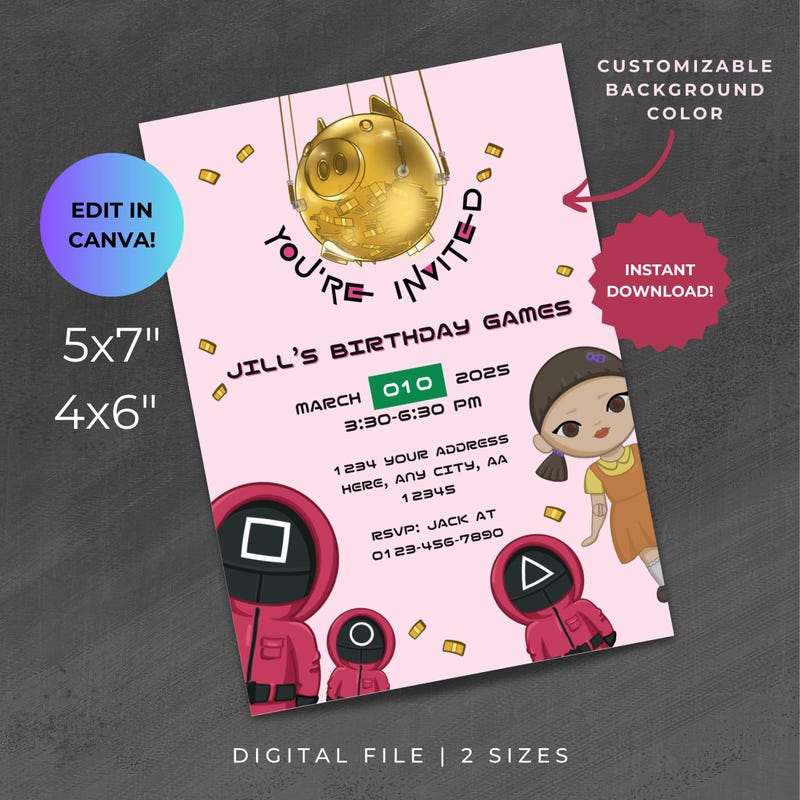 Squidgame Invitation - Etsy