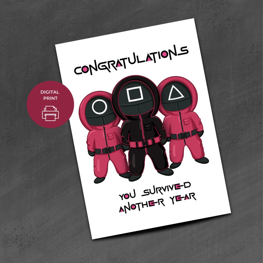 Squid Games 2 Birthday Card, DIGITAL Download, Printable Card, 5x7 A7 ...