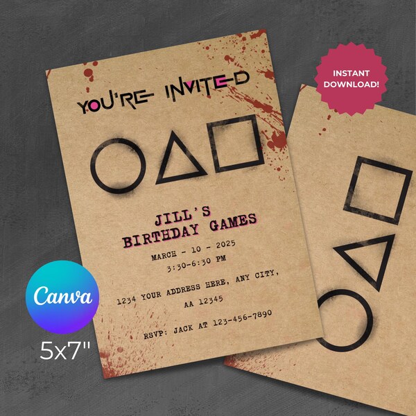 Squidgame Party Invitations - Etsy