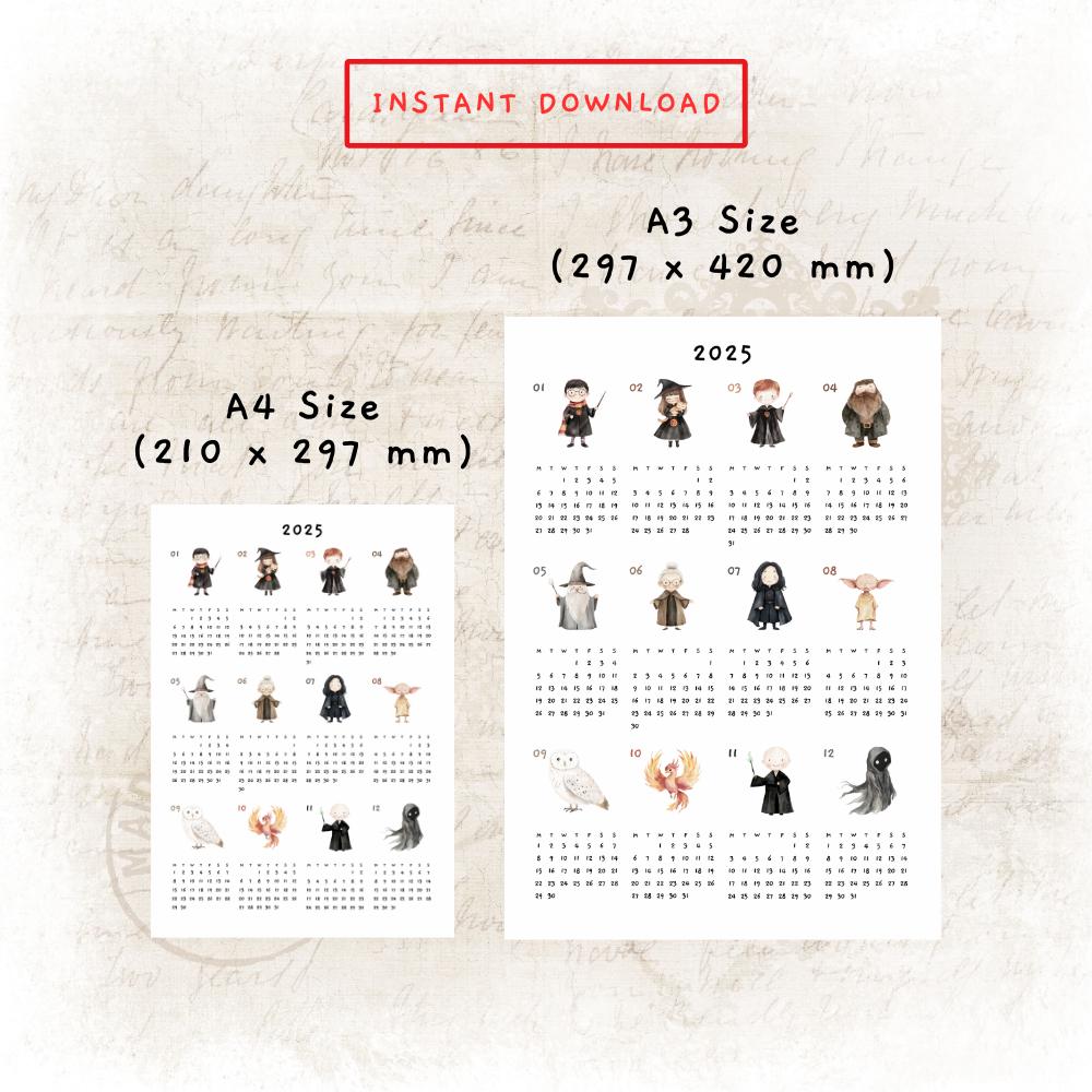 2025 Yearly Calendar Wizard, 2025 Wall Calendar, 2025 Yearly Calendar ...