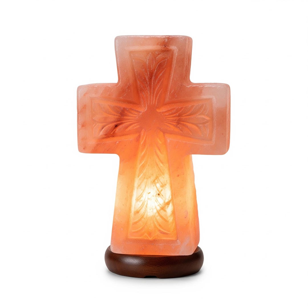 Himalayan Cross Salt Lamp, 5-7 Lbs | Natural Hand-carved Pink Salt Lamp ...